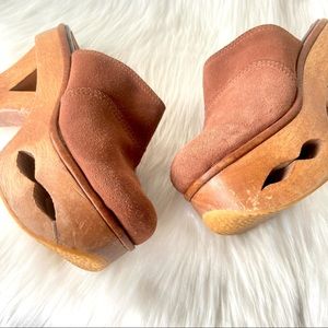 Vintage | Shoes | Vintage 97s Wood Suede Platform Clogs | Poshmark
